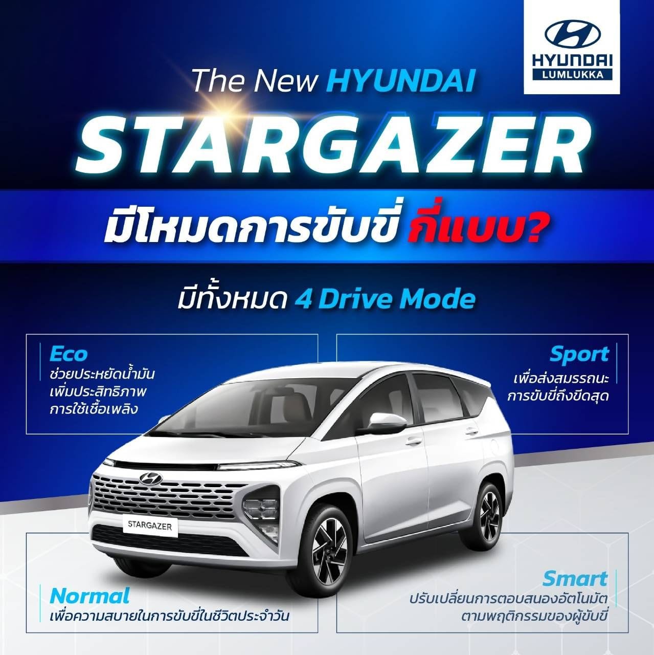 มาทายกันเล่นว่า Hyundai STARGAZER มี Drive Mode กี่รูปแบบ? – ฮุนไดลำลูกกา